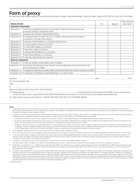 Fillable Online Form Of Proxy Fax Email Print Pdffiller