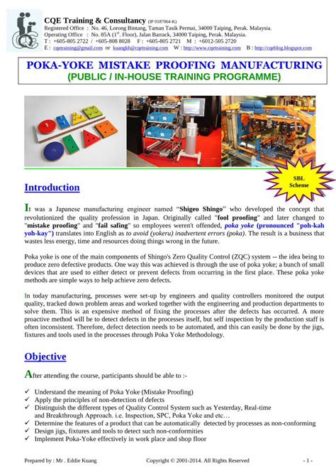 Pdf Poka Yoke Mistake Proofing Manufacturing Dokumentips