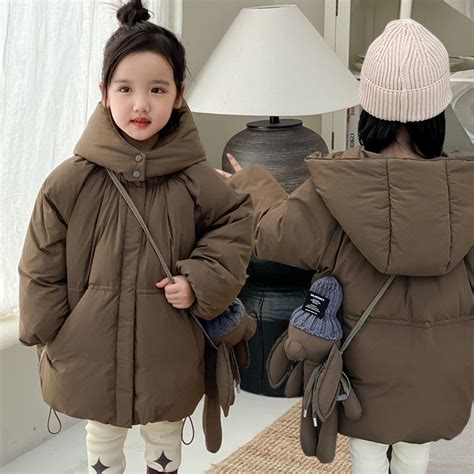 110 150 韓國兒童羽絨服女童洋氣加厚白鴨絨童外套中大童加厚中長款羽絨服冬季外套 蝦皮購物