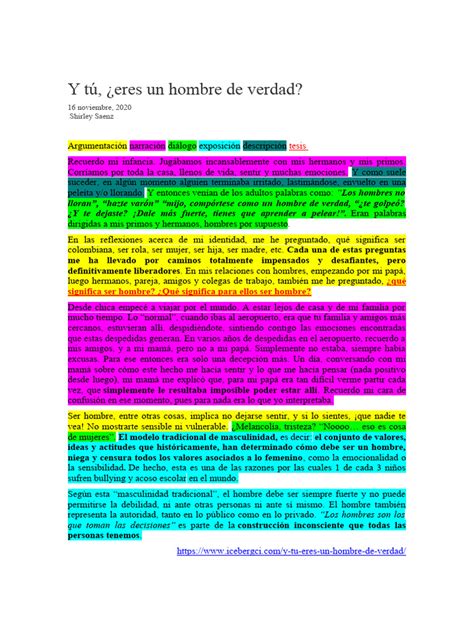 Y Tú Eres Un Hombre De Verdad Pdf Masculinidad Experiencia