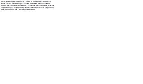 Solved Write A Behavioral Model Vhdl Code To Implement A Chegg