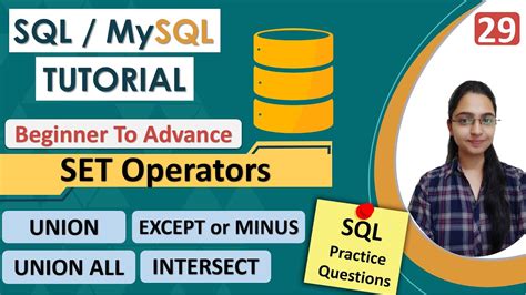 29 SET Operators In SQL Union Union All Intersect Except Or