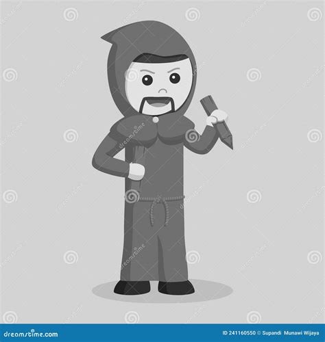 Monk Character Profession Design Vector Black And White Stock Vector