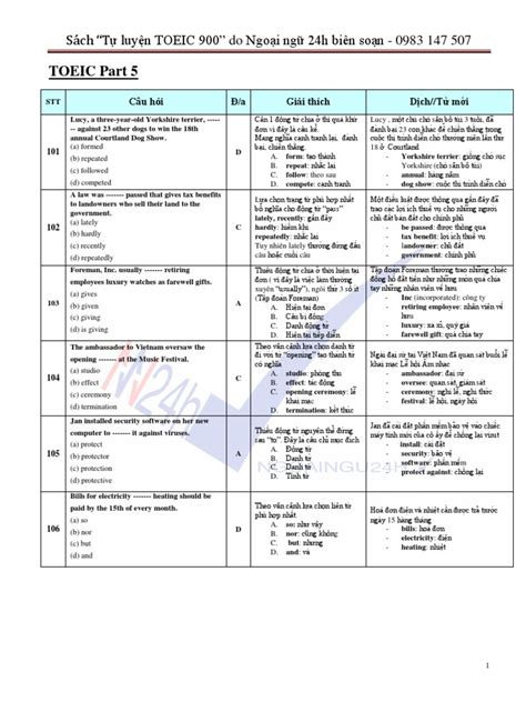 Đề Thi Toeic Và Đáp Án Chi Tiết Pdf
