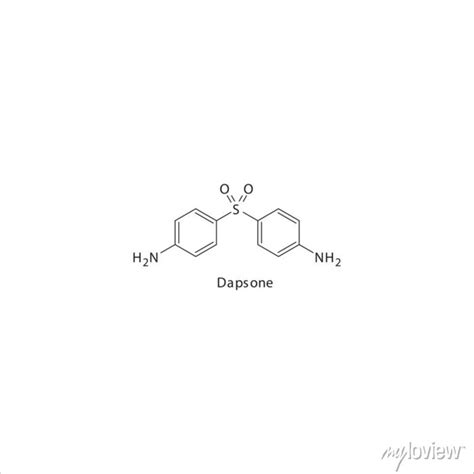 Dapsone Flat Skeletal Molecular Structure Dhfr Inhibitor Antibiotic • Wall Stickers Molded