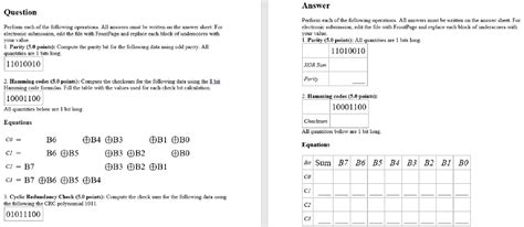 Please Help With Parity Bit Hamming Codes Cyclic