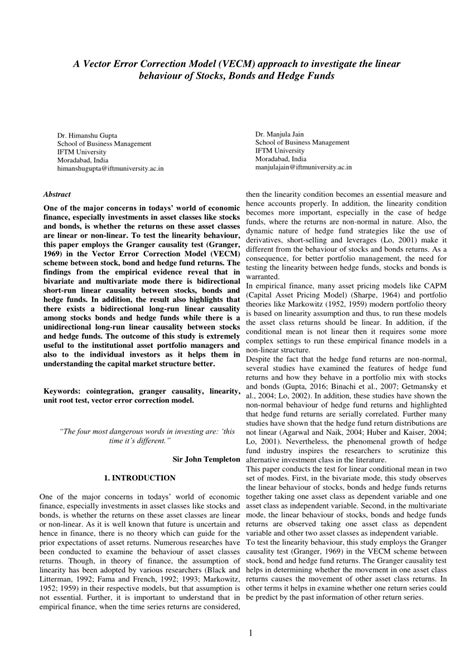 pdf a vector error correction model vecm approach to investigate