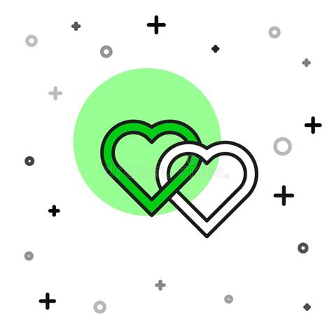 Filled Outline Two Linked Hearts Icon Isolated On White Background