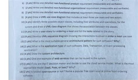 Solved 6 2 Pts Write One Detailed Non Functional Product