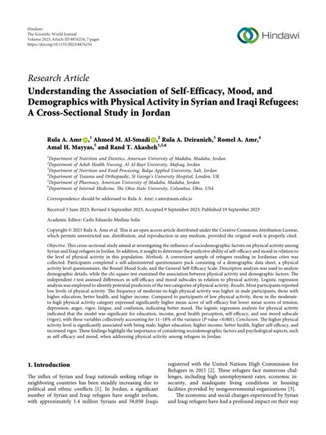 Pdf Understanding The Association Of Self Efficacy Mood And