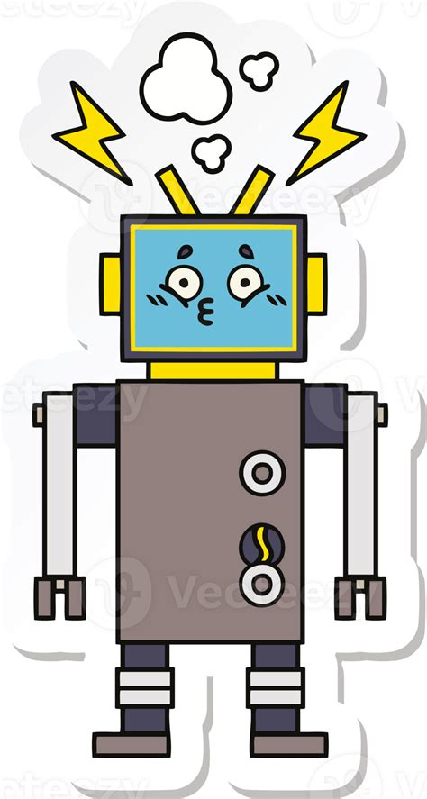Sticker Of A Cute Cartoon Robot 44968398 Png