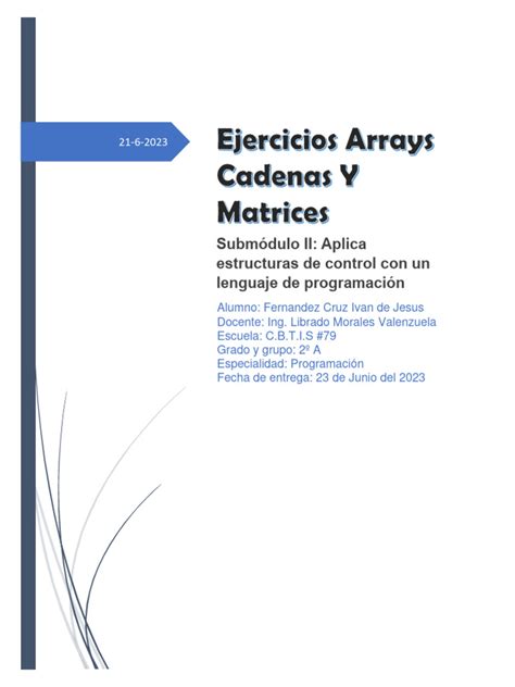 Ejercicios Arrays Cadenas Pdf Cadena Informática Tecnologías De