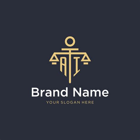 Ai Initial Monogram Logo With Scale And Pillar Style Design