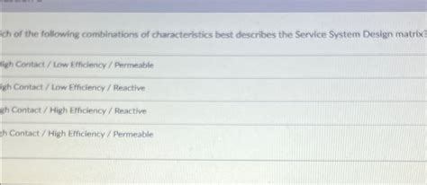 Solved Ch Of The Following Combinations Of Characteristics Chegg