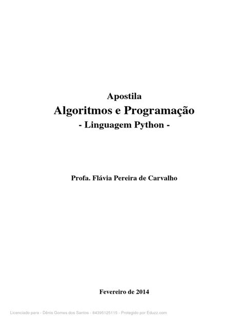Apostila Algoritmos Programacao Python Pdf Algoritmos Linguagem De Programação