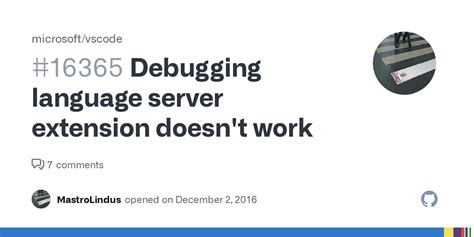 Debugging Language Server Extension Doesnt Work · Issue 16365 · Microsoftvscode · Github