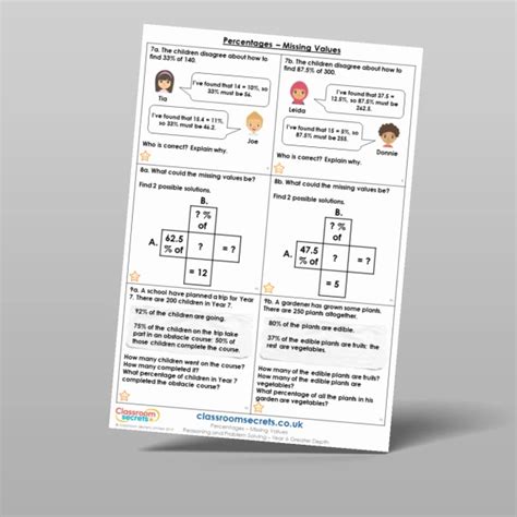 Year Percentages Missing Values Reasoning And Problem Solving