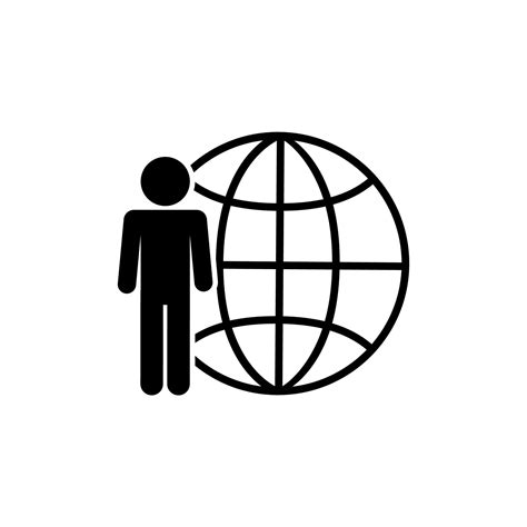 Man And Globe Outline Vector Icon Illustration 23288878 Vector Art At Vecteezy