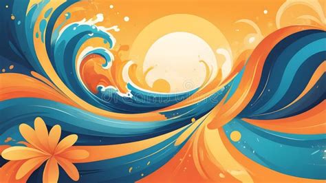 Ai Generated Abstract Summer Background With Vibrant Tropical Textures Stock Illustration