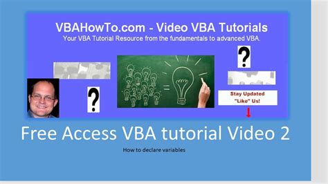 Free Access Vba Tutorial Video 2 How To Declare Variables Youtube