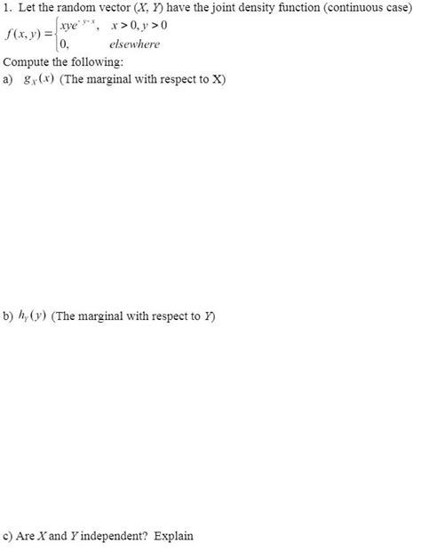 solved 1 let the random vector x y have the joint