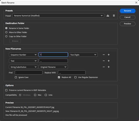 Batch Rename Fails When Filename Has A Dot In Addi Adobe Product