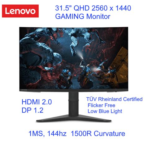 Lenovo G32qc 10 315 Inch Qhd 144hz 1ms 1500r Curved Gaming Monitor