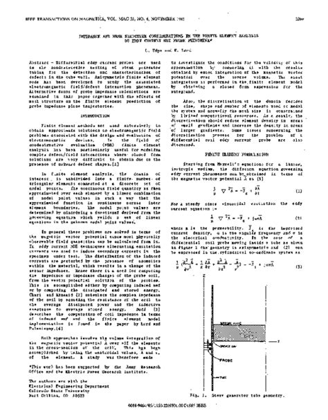 Pdf Impedance And Mesh Structure Considerations In The Finite Element