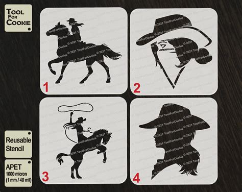 Cowgirl Stencil Etsy