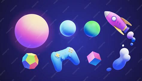 premium vector 3d neon gradient object collection
