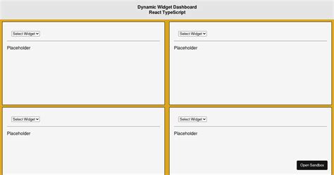 Dynamic Widget Dashboard React TS Codesandbox