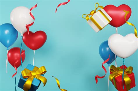 3d 그림 풍선과 떨어지는 선물 상자 생일 크리스마스 이벤트 파티 배경 케이크에 대한 스톡 사진 및 기타 이미지 케이크 기념일 놀라움 Istock