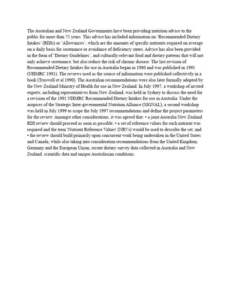 Australia Nz Nutrient Reference Update Pdf