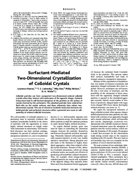 Pdf Surfactant Mediated Two Dimensional Crystallization Of Colloidal