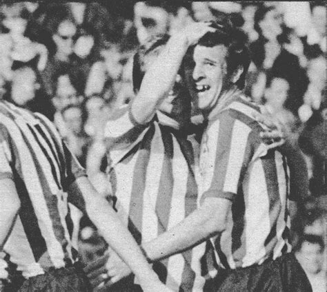 Circa 1971 Sheffield United Centre Forward Bill Dearden Congratulated By Ted Hemsely Following