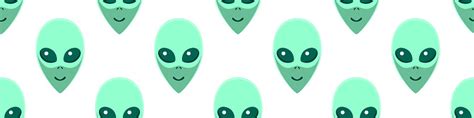 외계인 녹색 머리와 매끄러운 패턴 Ufo 휴머노이드 끝없는 배경 고립 미소 짓는 방문자 화성 벡터 일러스트레이션 공간의 주제에