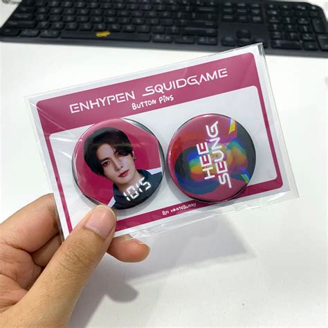 Enhypen X Squid Game 44mm Button Pin Badge Set Sunghoon Heeseung Jay