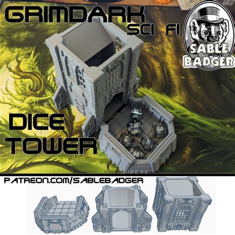 3d Printable Grimdark Sci Fi Dice Tower By Brander Roullett