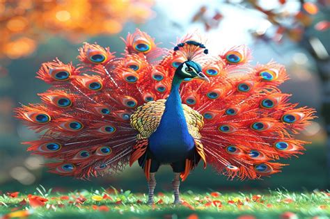 A Peacock With Peacock Feathers On His Head Is Shown Premium Ai