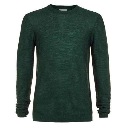 Premium Dark Green Ribbed Crew Neck Sweater Long Sleeve Tshirt Men Crew Neck Jumper Crew