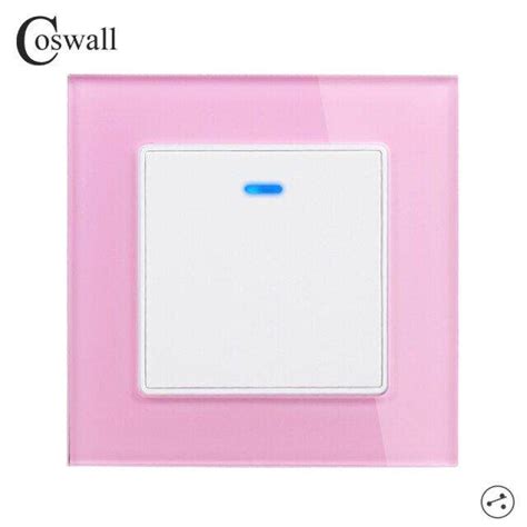 Coswall Crystal Glass Panel 1 Gang 2 Way Pass Through Light Switch On