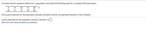 Solved A Simple Random Sample Is Taken From A Population And Chegg
