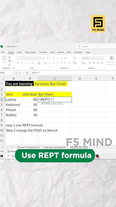 🔥🔥🔥create Dynamic Bar Charts In Excel With Rept Formula Youtube