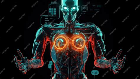 Premium Ai Image Robot Or Cyborg Programming Artificial Intelligence In Cyberspace Data On A