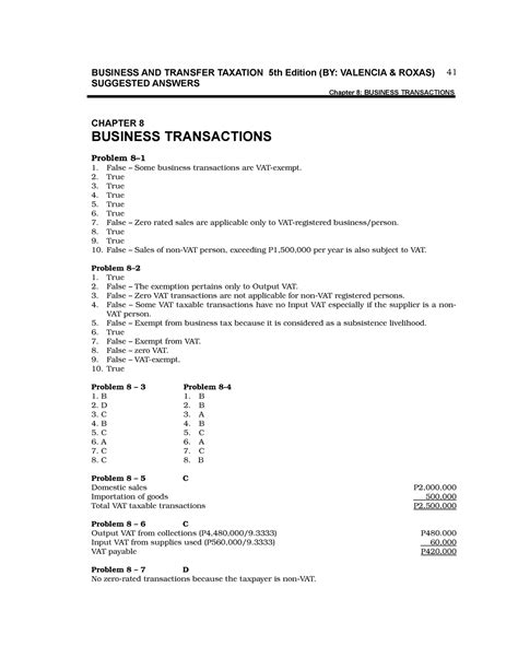 Solution Manual Transfer And Business Taxes By Valencia Chapter 8