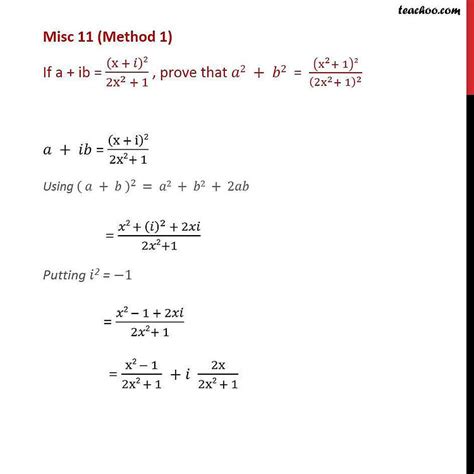 Misc 6 If A Ib X I 2 2x2 1 Prove A2 B2 Miscellaneous