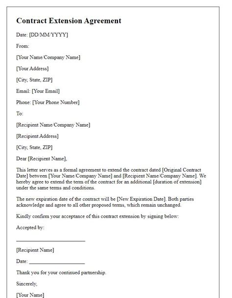 Letter Template For Contract Extension Acceptance Free Samples In Pdf
