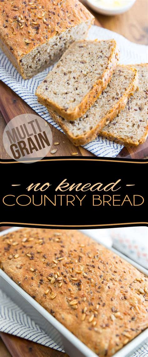 Multigrain No Knead Country Bread • The Healthy Foodie