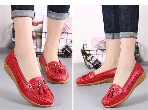 Women Flats Summer Women Genuine Leather Shoes With Low Heels Slip