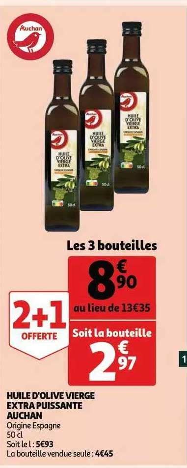 Promo Huile D Olive Vierge Extra Puissante Auchan Chez Auchan